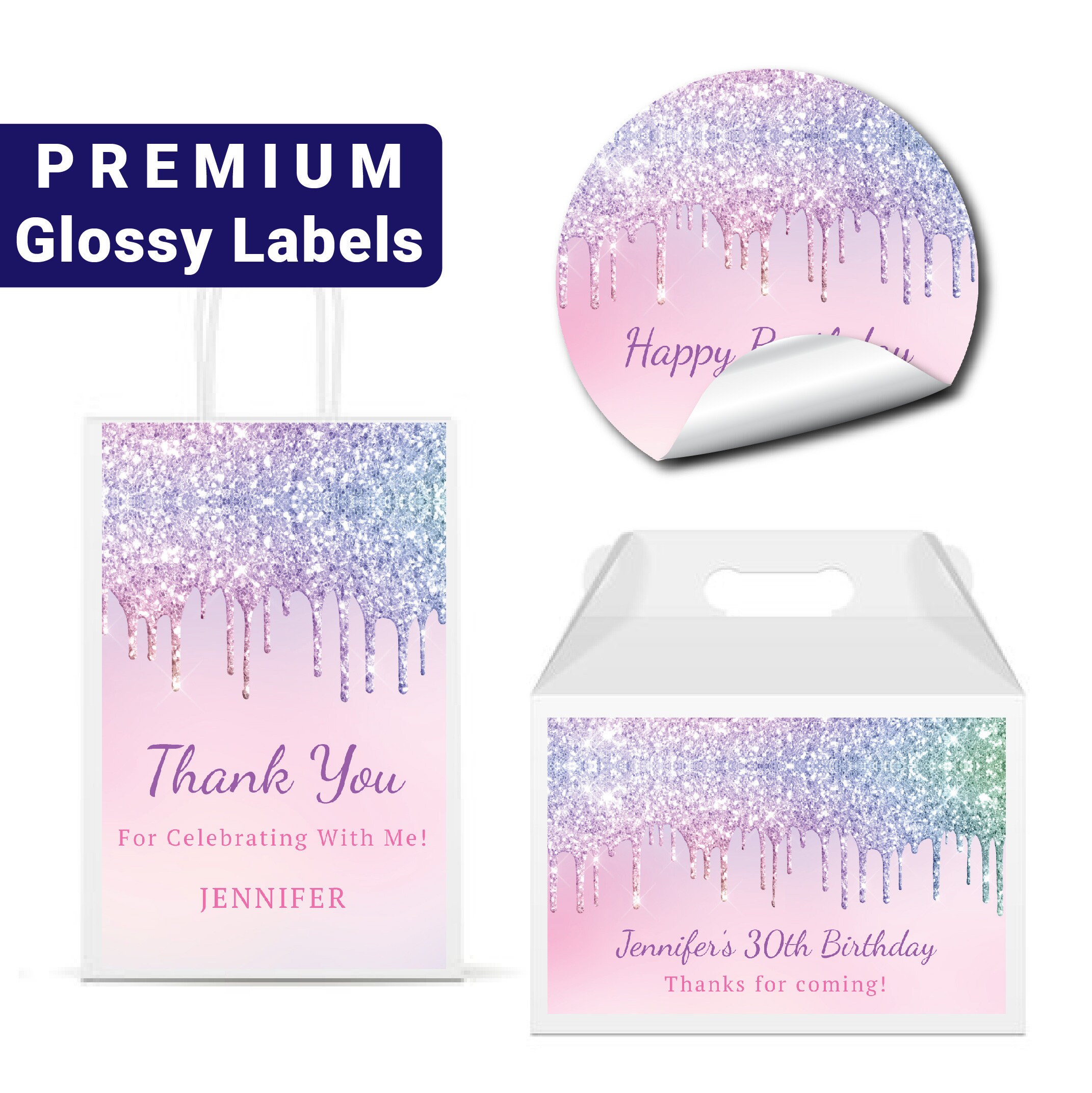 Pastel Rainbow Dripping Glitters Metallic Sparkle Luxury | Etsy