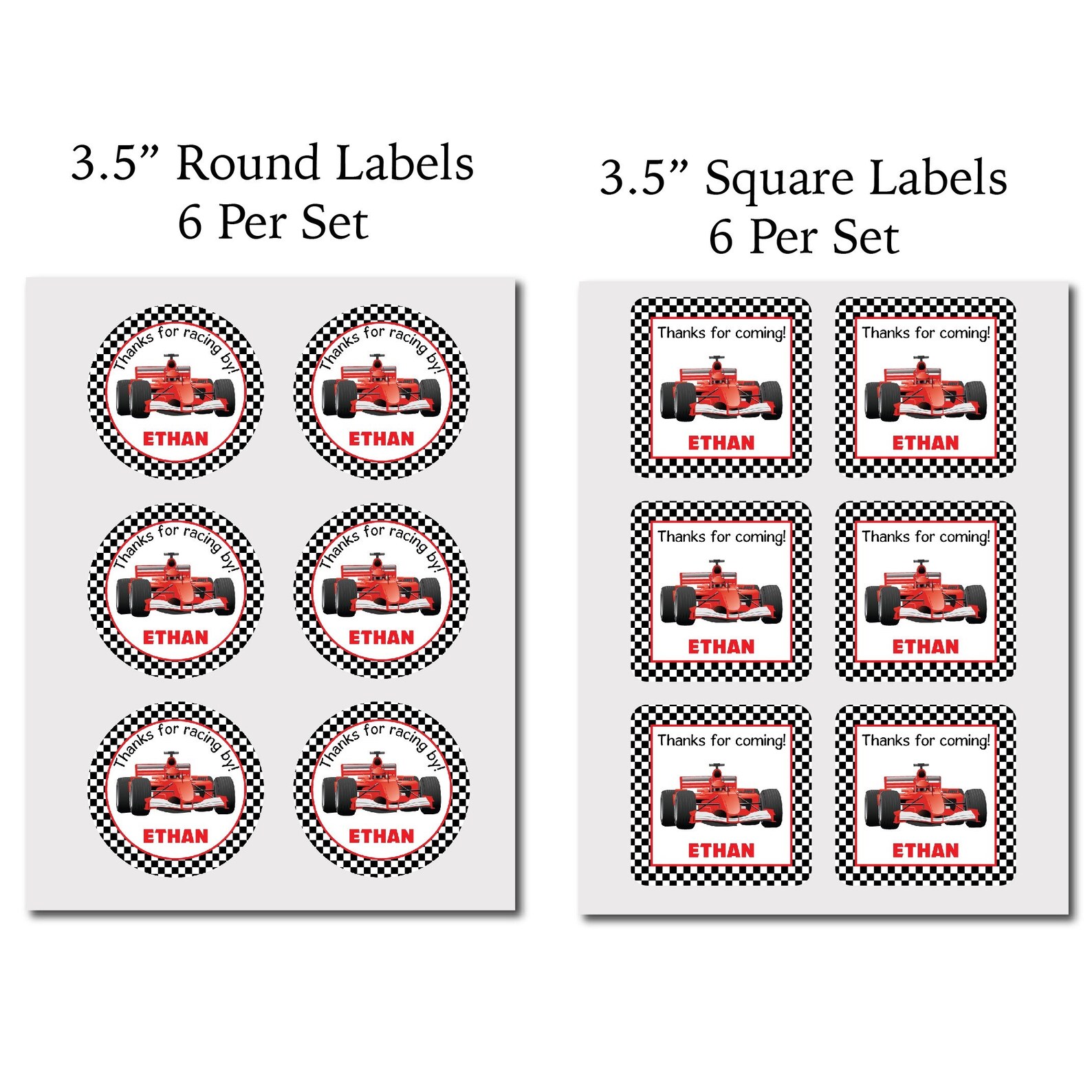 Red Race Car Checkered Flag Two Fast Racing PRINTED GLOSSY | Etsy