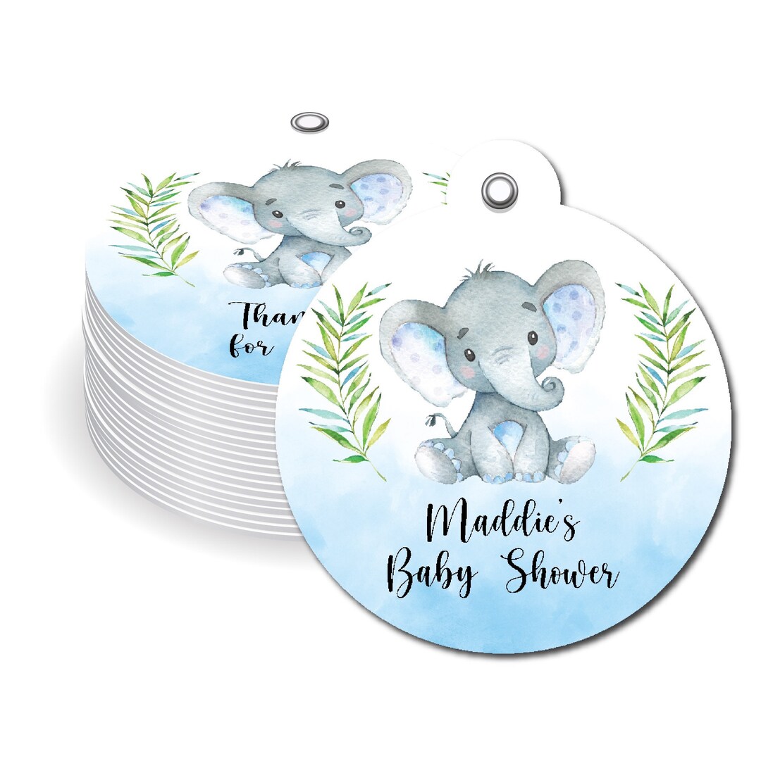 Elephant Boy Watercolor Blue - PRINTED GIFT TAGS - Thank You Card for ...