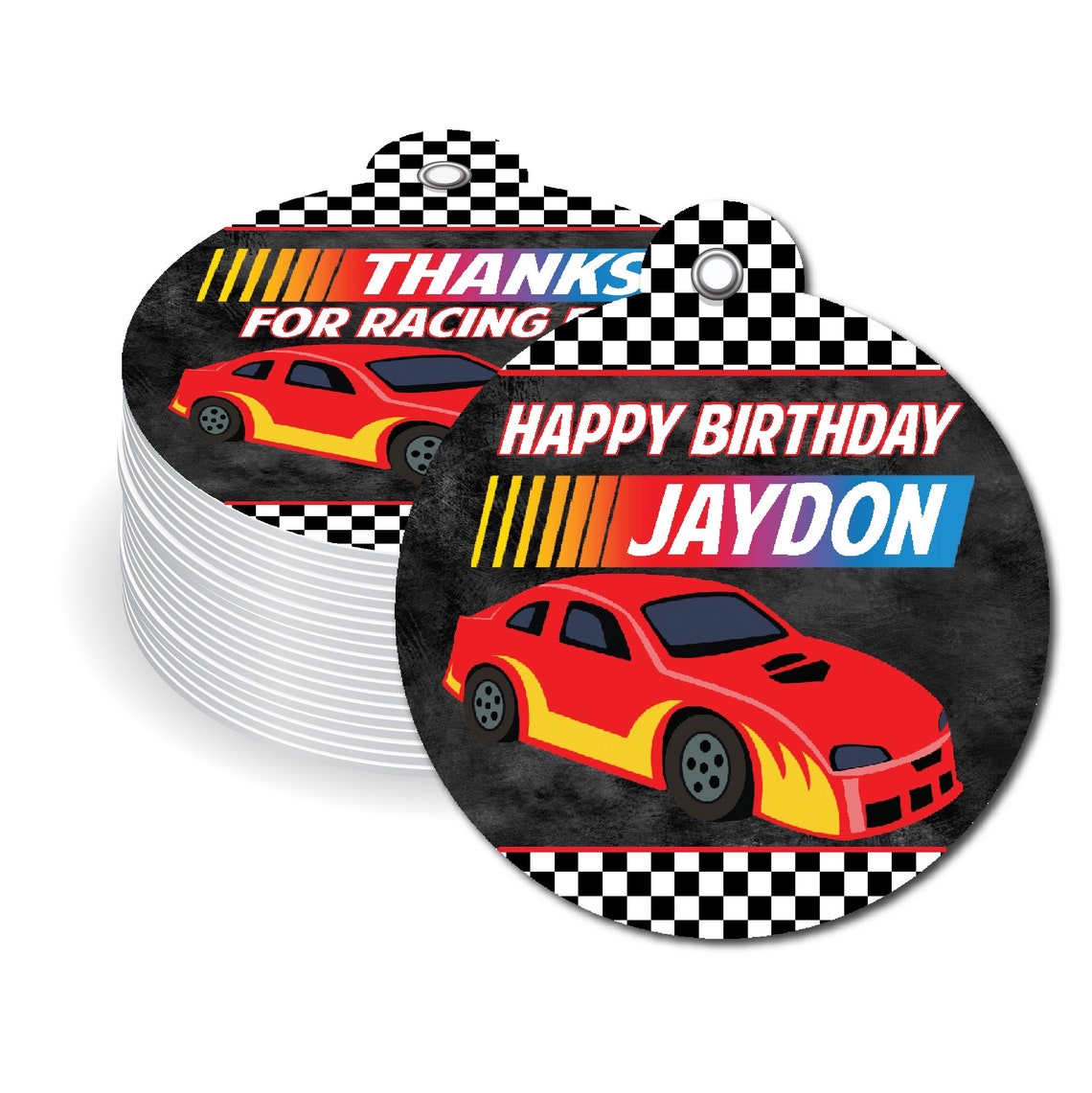 Race Car Nascar Inspired PRINTED GIFT TAGS Thank You Card | Etsy