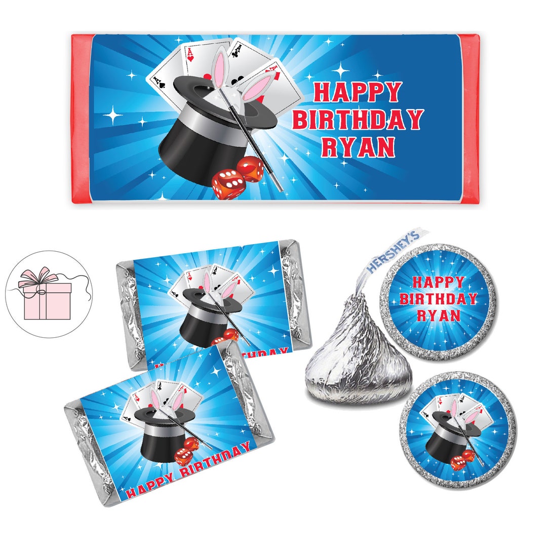 Magician Magic Show Rabbit Top Hat Cards Magical Stars - PRINTED Candy ...