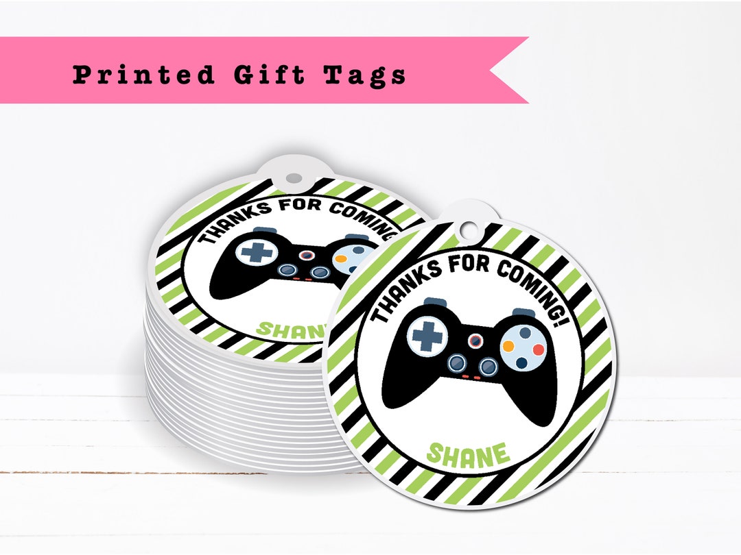 Game on Level Up, Video Game Zone PRINTED GIFT TAGS Thank You Card for ...