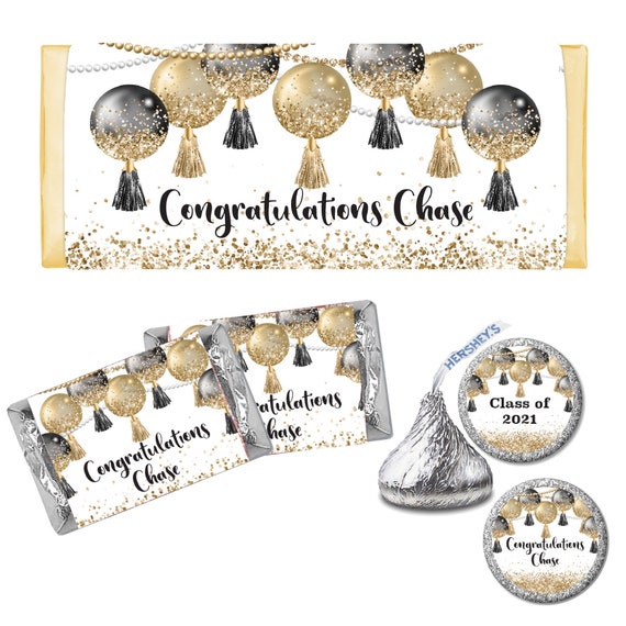 Graduation College High School Graduate Black Gold Glitter - Etsy