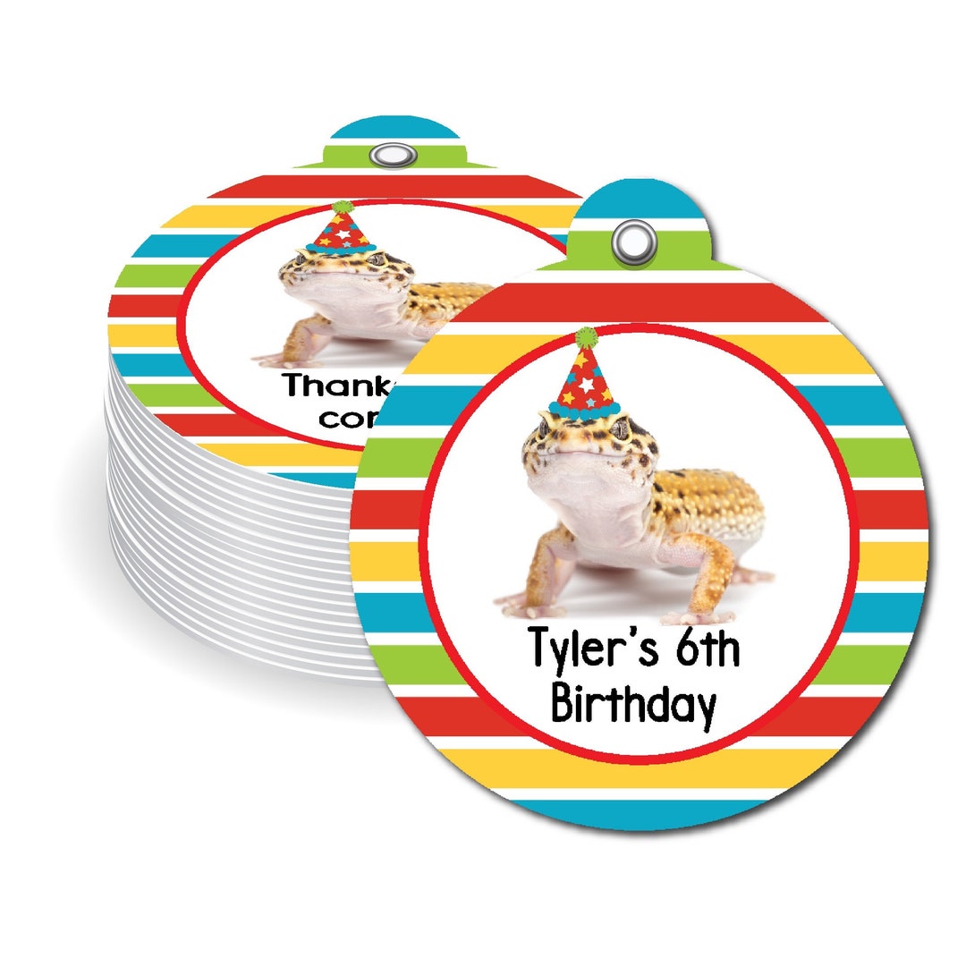 Gecko in Party Hat Bright Colorful Happy Gecko Birthday - PRINTED GIFT ...
