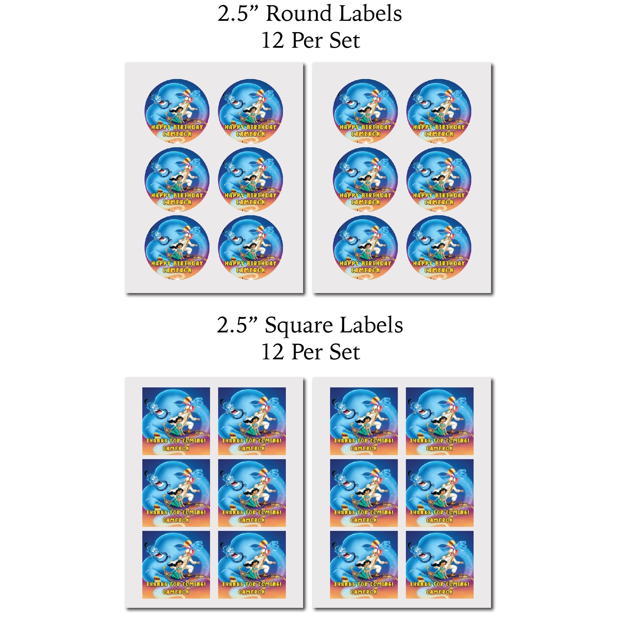 Aladdin Princess Jasmine PRINTED GLOSSY LABELS for Party - Etsy