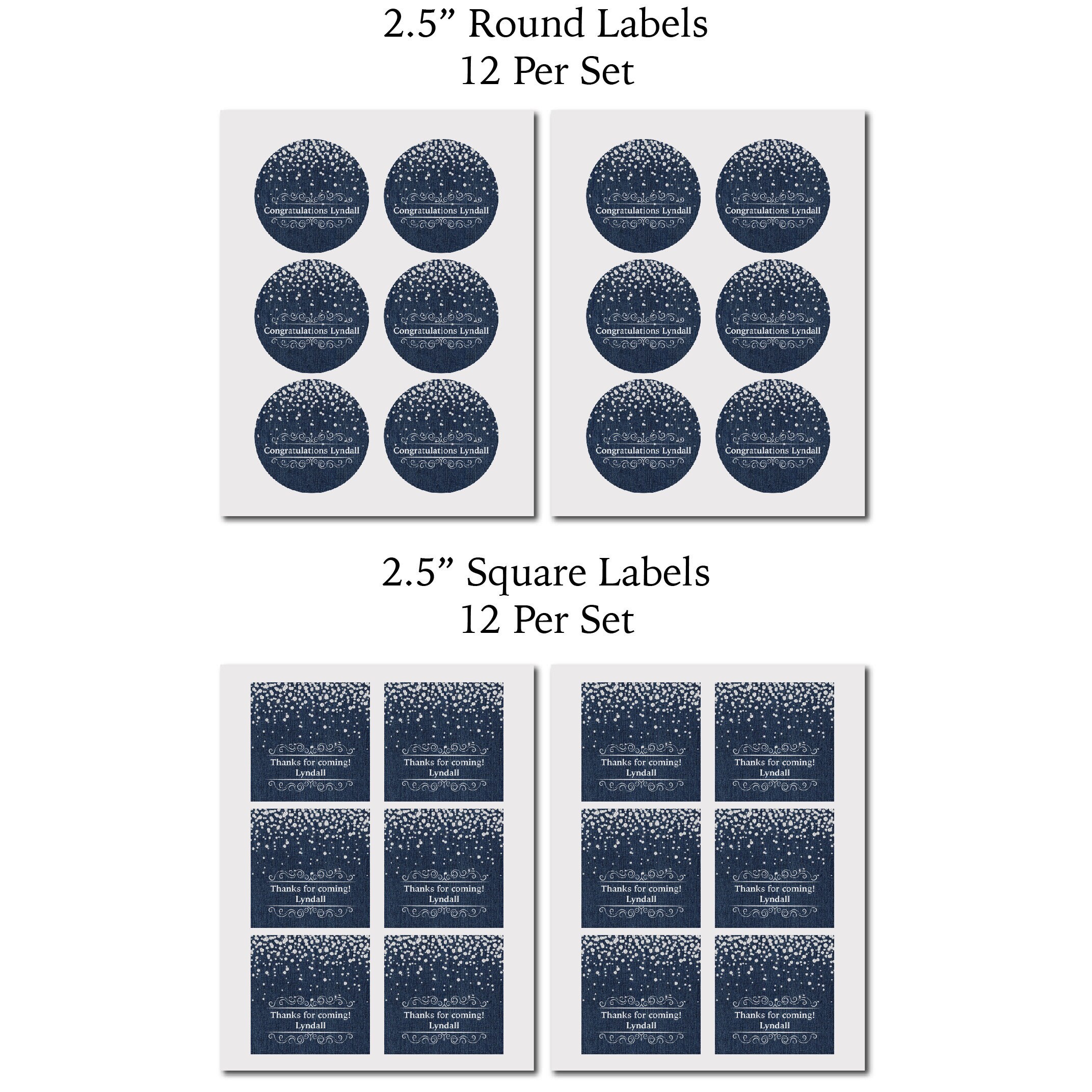 Denim & Diamonds Any Age or Occasion PRINTED GLOSSY LABELS - Etsy