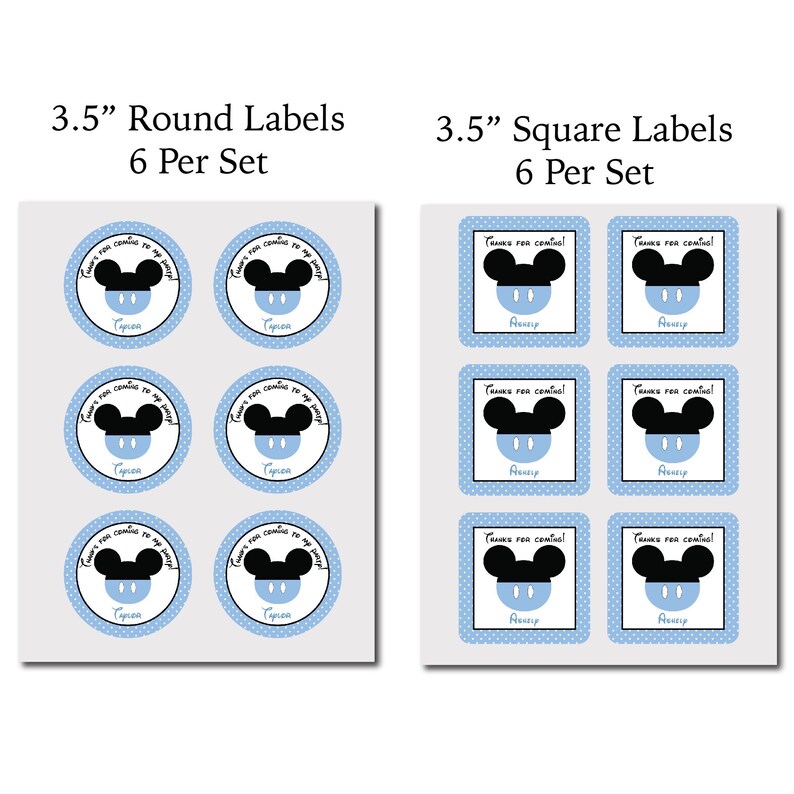 Mouse Head Mickey Inspired PRINTED GLOSSY LABELS for Party - Etsy