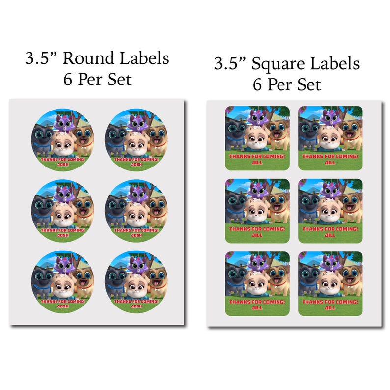 Puppy Dog Pals - PRINTED GLOSSY LABELS - for Party Favor Bags, Gable ...