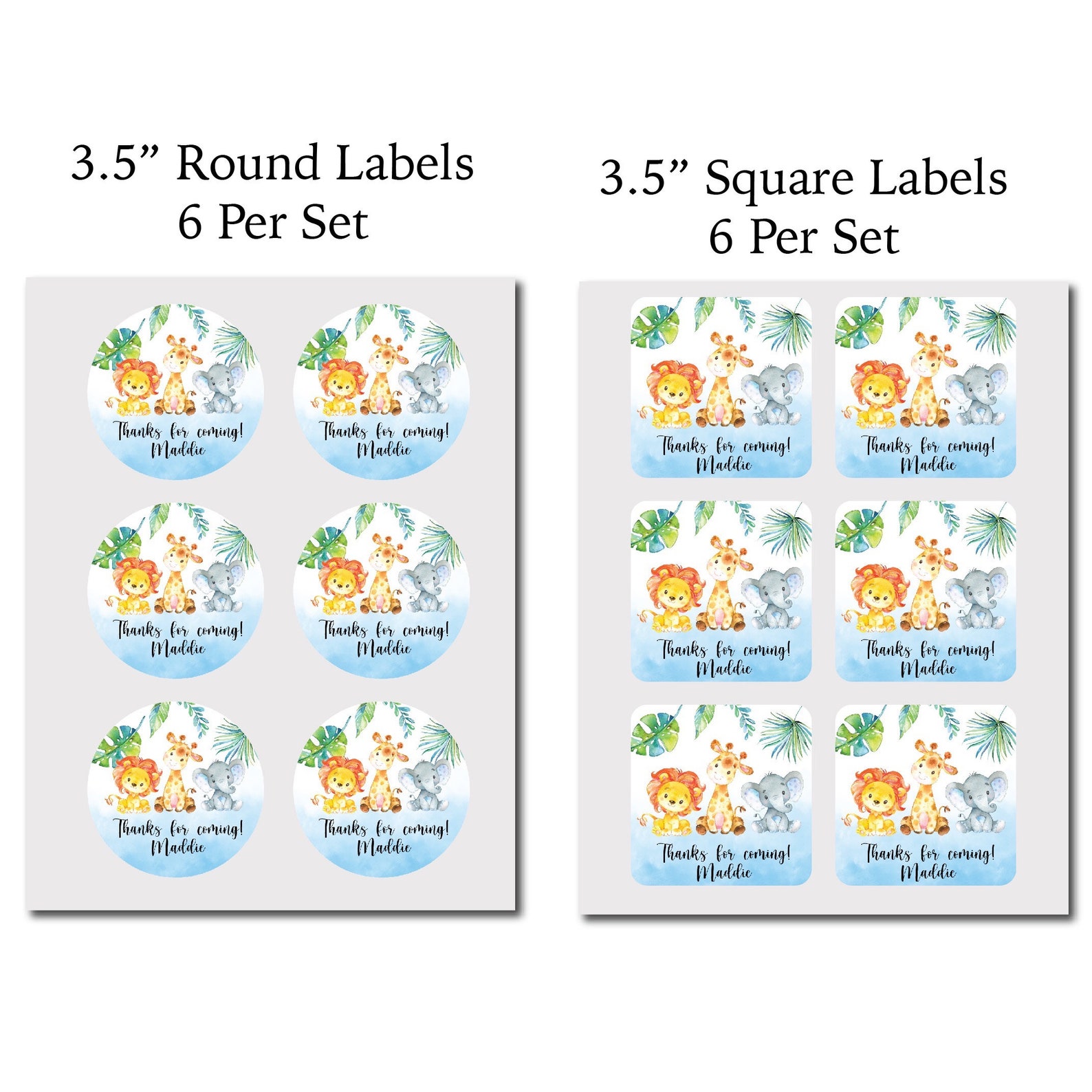 Sweet Safari Jungle Animals PRINTED GLOSSY LABELS for - Etsy