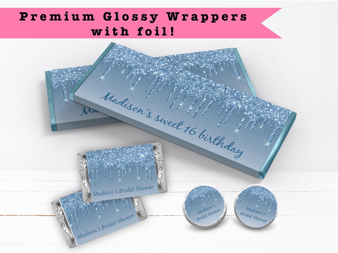Pastel Light Blue Dripping Glitter Metallic Sparkle Luxury Any Age or ...
