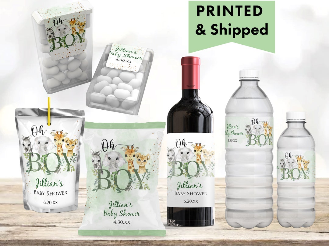 Oh Boy Safari Baby Shower, Jungle Greenery Safari Animals Watercolor ...