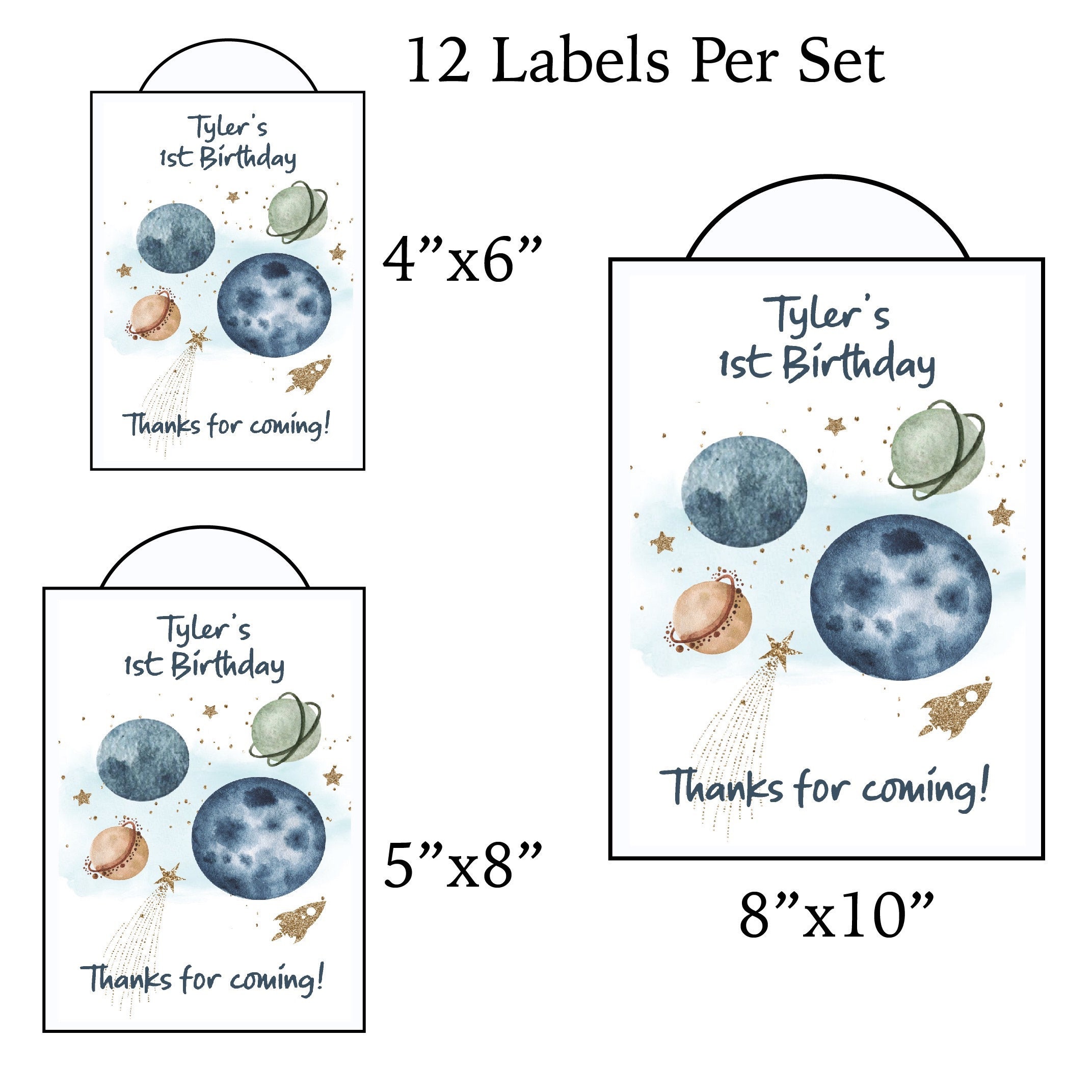 Outer Space Planets Rocket Ship Stars Gold Glitter PRINTED | Etsy