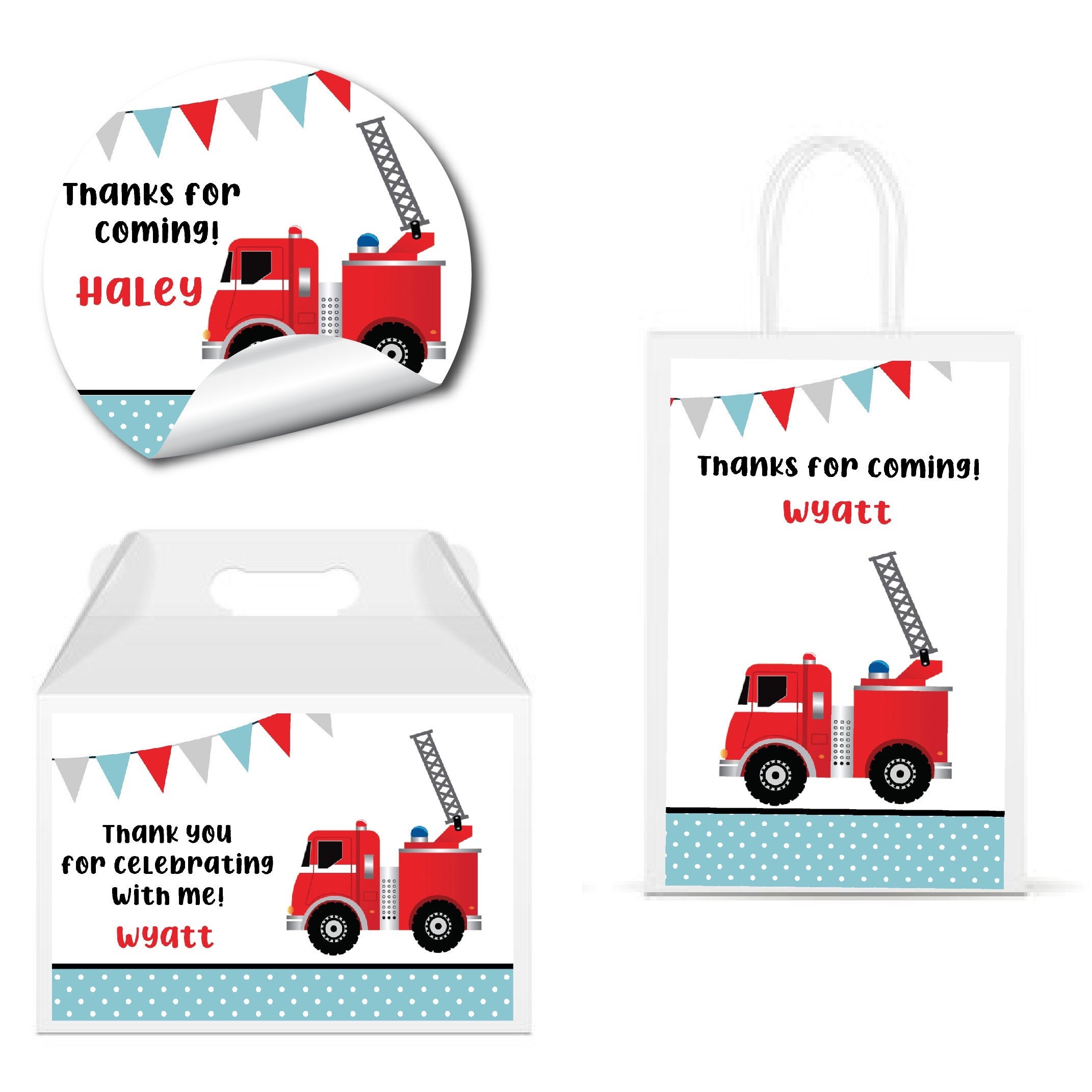 Firetruck Fire Truck Sound the Alarm PRINTED GLOSSY LABELS | Etsy