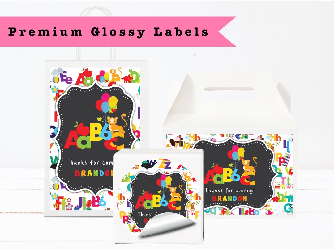 Abc 123 Fun Colorful Alphabet Letters Chalkboard PRINTED GLOSSY LABELS ...