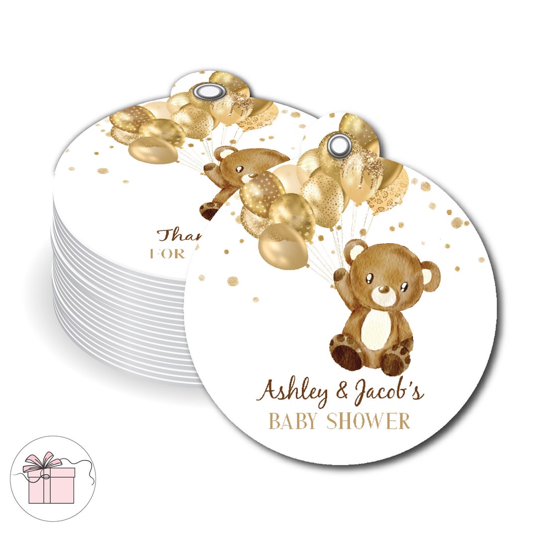 Beary Cute Gold Balloon Teddy Bear We Can Bearly Wait Watercolor ...