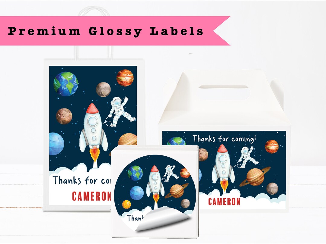 Outer Space Birthday Planets Rocket Ship Astronaut Galaxy Blast off ...