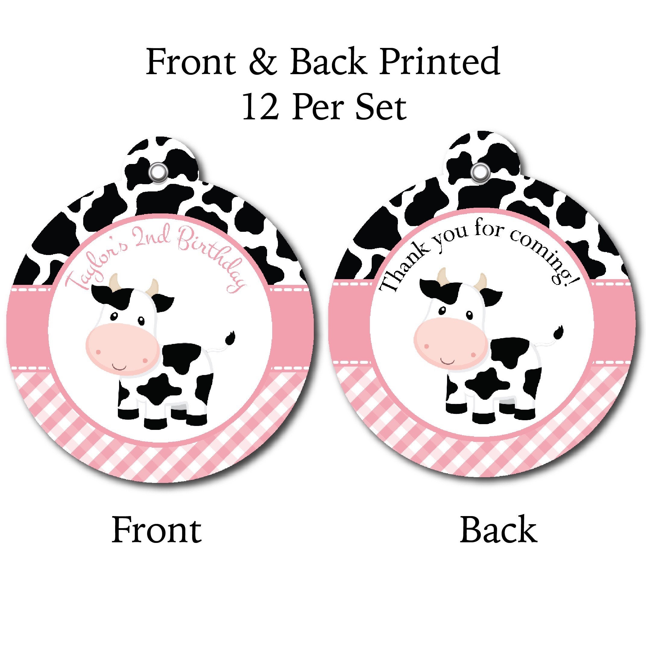 Little Cow Baby Girl Pink Cow Print Gingham Pattern PRINTED - Etsy