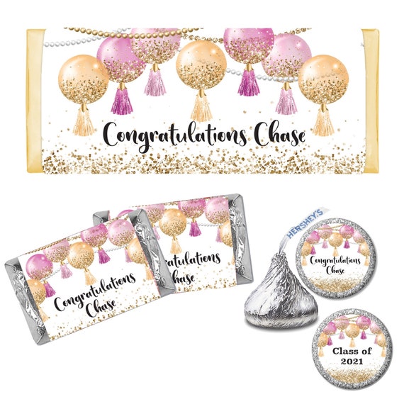 Graduation College High School Graduate Pink Gold Glitter | Etsy