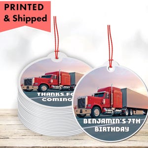 Red Tractor Trailer Semi Truck Big Rig on Road Highway Cool - PRINTED ...