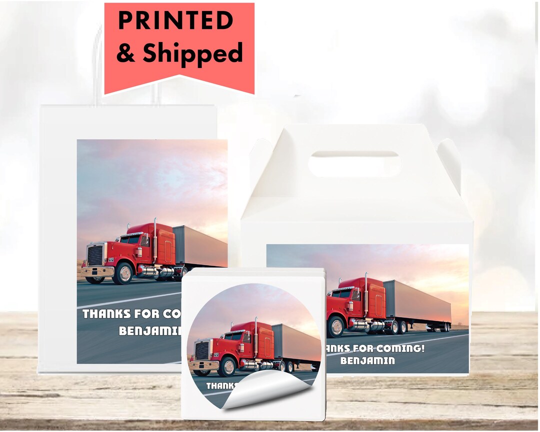 Red Tractor Trailer Semi Truck Big Rig on Road Highway Cool PRINTED ...