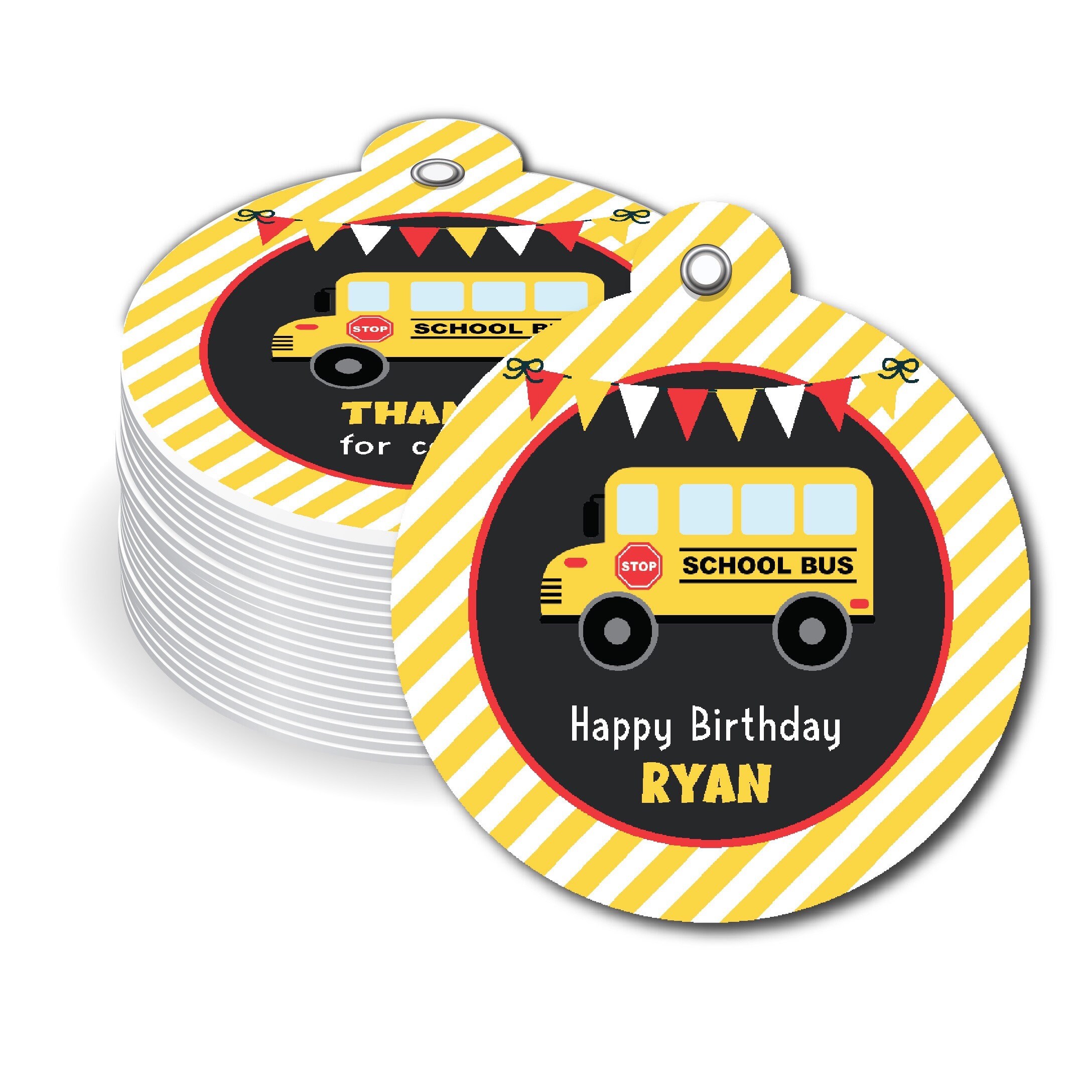 School Bus Wheels on the Bus PRINTED GIFT TAGS Thank You - Etsy