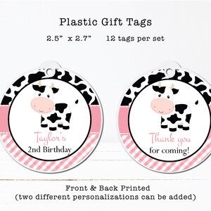 Little Cow Baby Girl Pink Cow Print Gingham Pattern - PRINTED GIFT TAGS ...