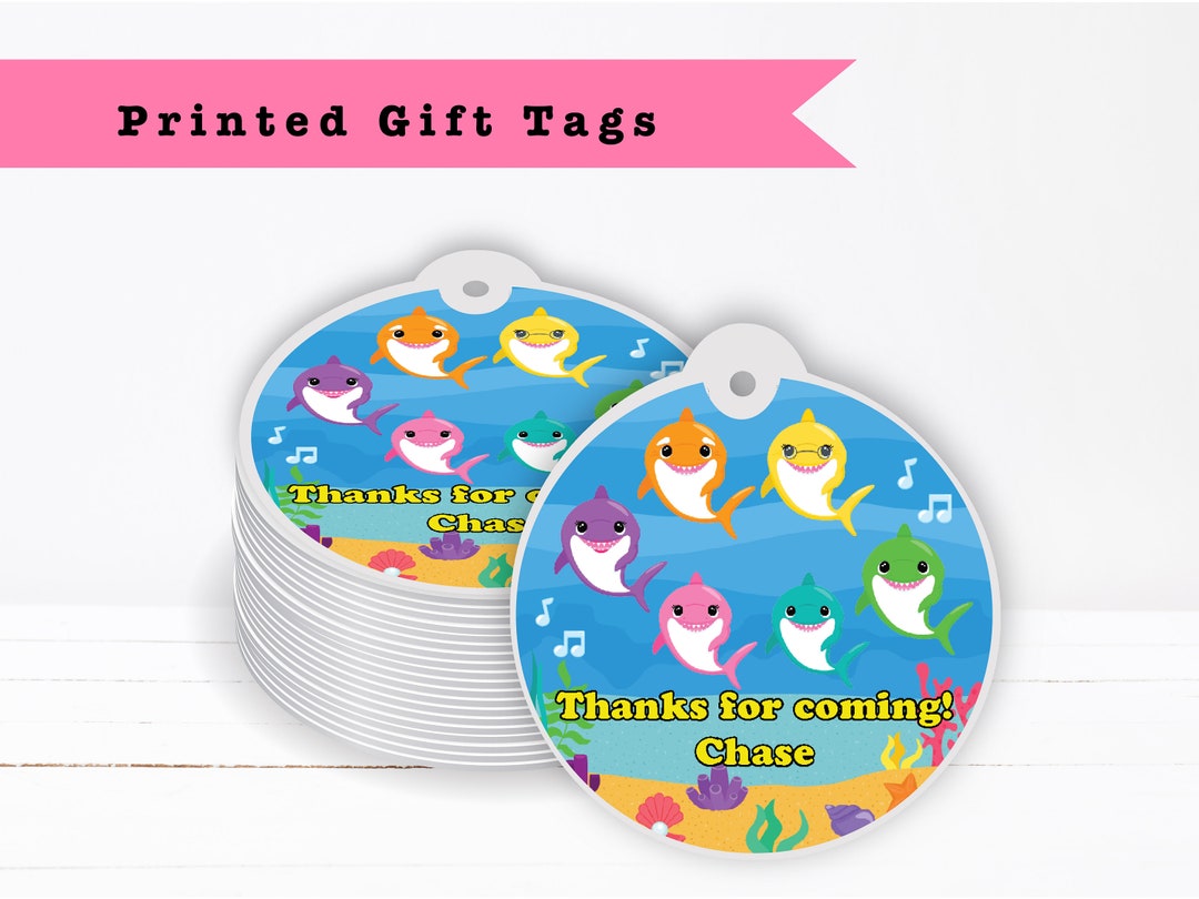 Colorful Kids Baby Shark Family Under the Sea - PRINTED GIFT TAGS ...