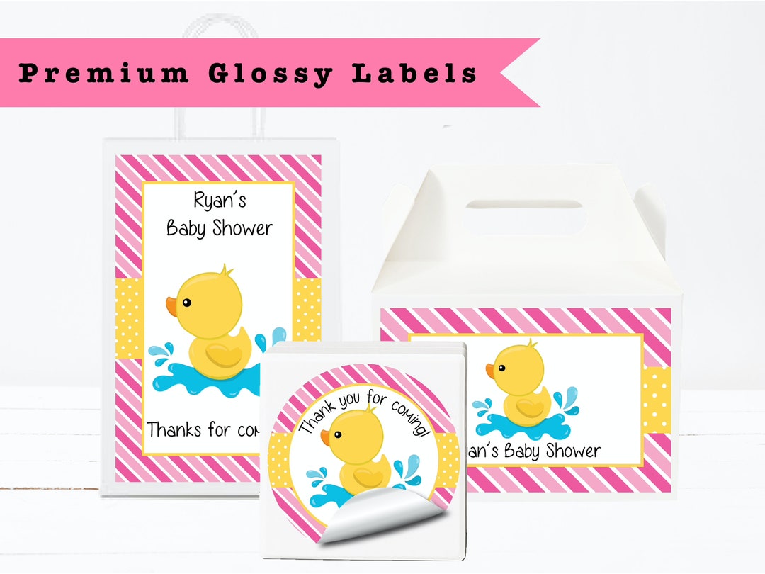 Cute Little Rubber Duck Duckling - PRINTED GLOSSY LABELS -party Favor ...