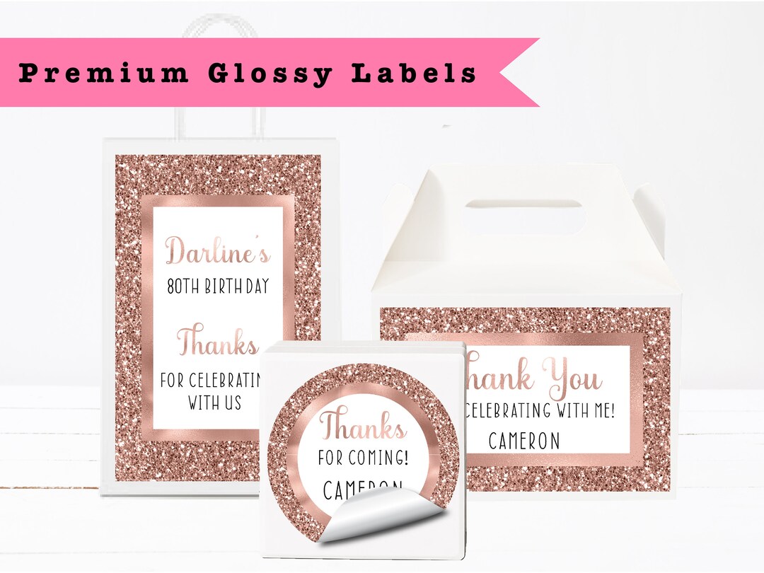 Rose Gold Metallic Sparkle Glitter Luxury Any Age Occasion PRINTED ...