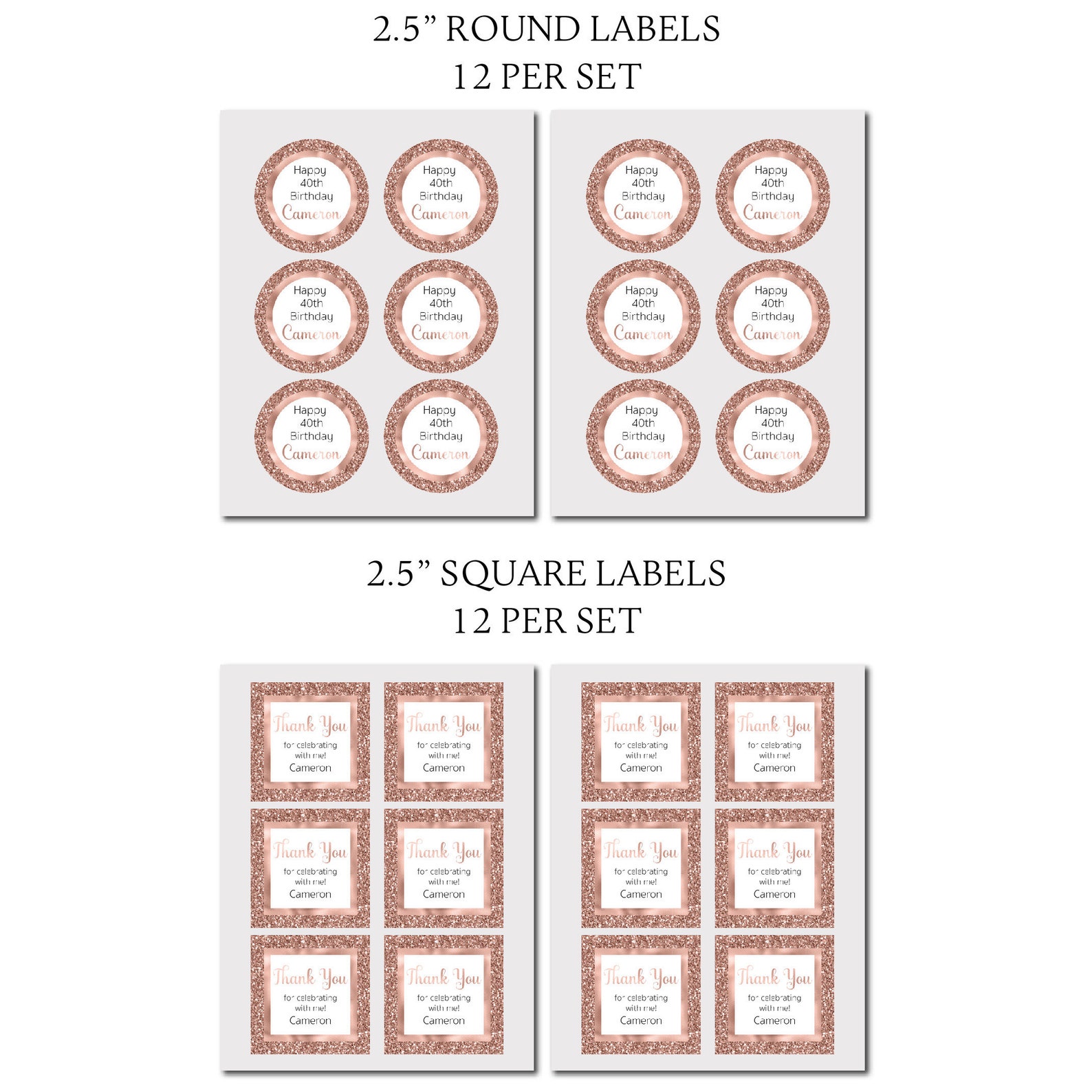 Rose Gold Metallic Sparkle Glitter Luxury Any Age Occasion - Etsy