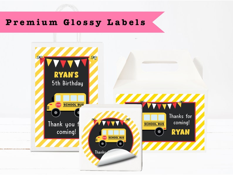 School Bus Wheels on the Bus PRINTED GLOSSY LABEL Party Favor - Etsy