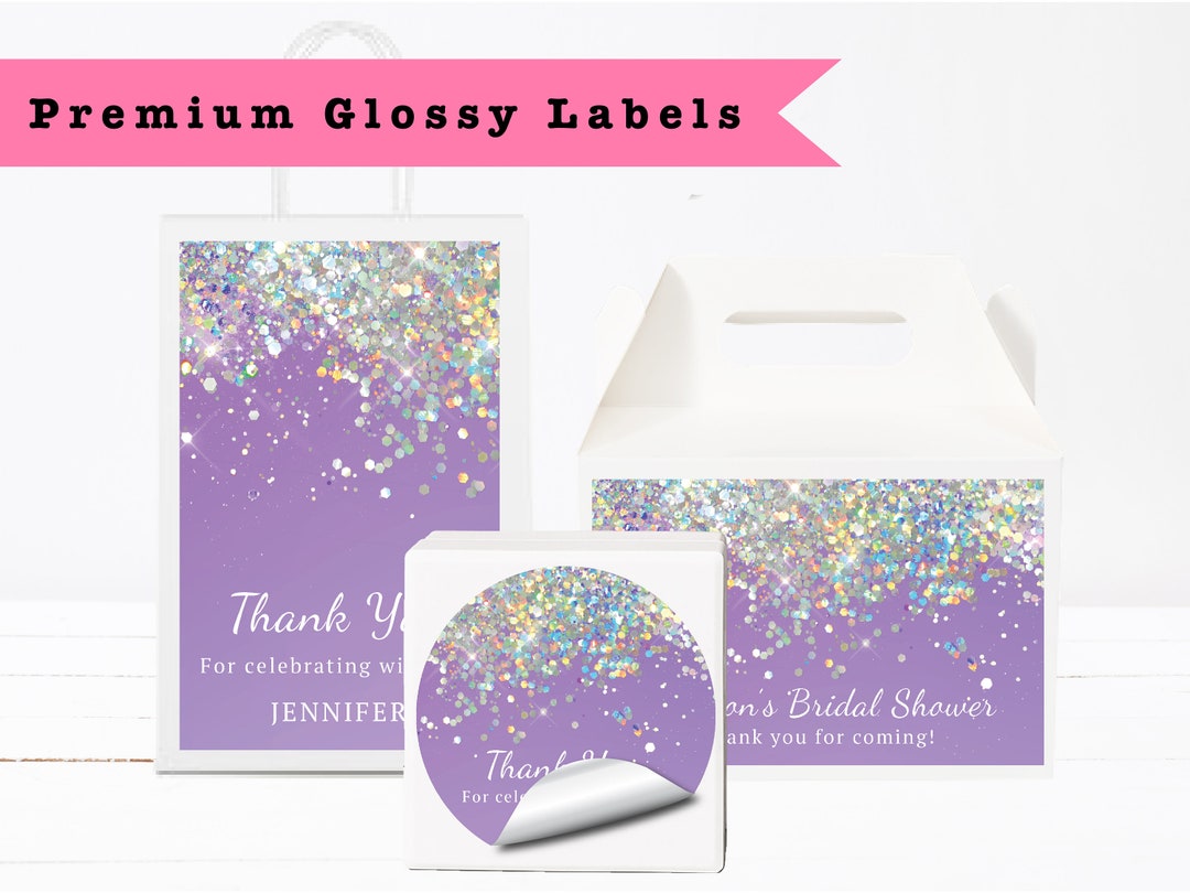 Purple Holographic Silver White Glitter Sparkle Luxury - PRINTED GLOSSY ...