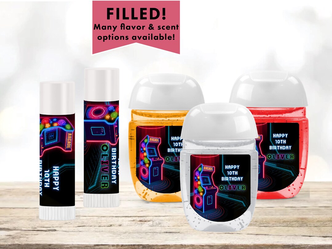 Arcade Birthday Neon Boy Game Party Glow Gaming Minimalist Filled Lip ...