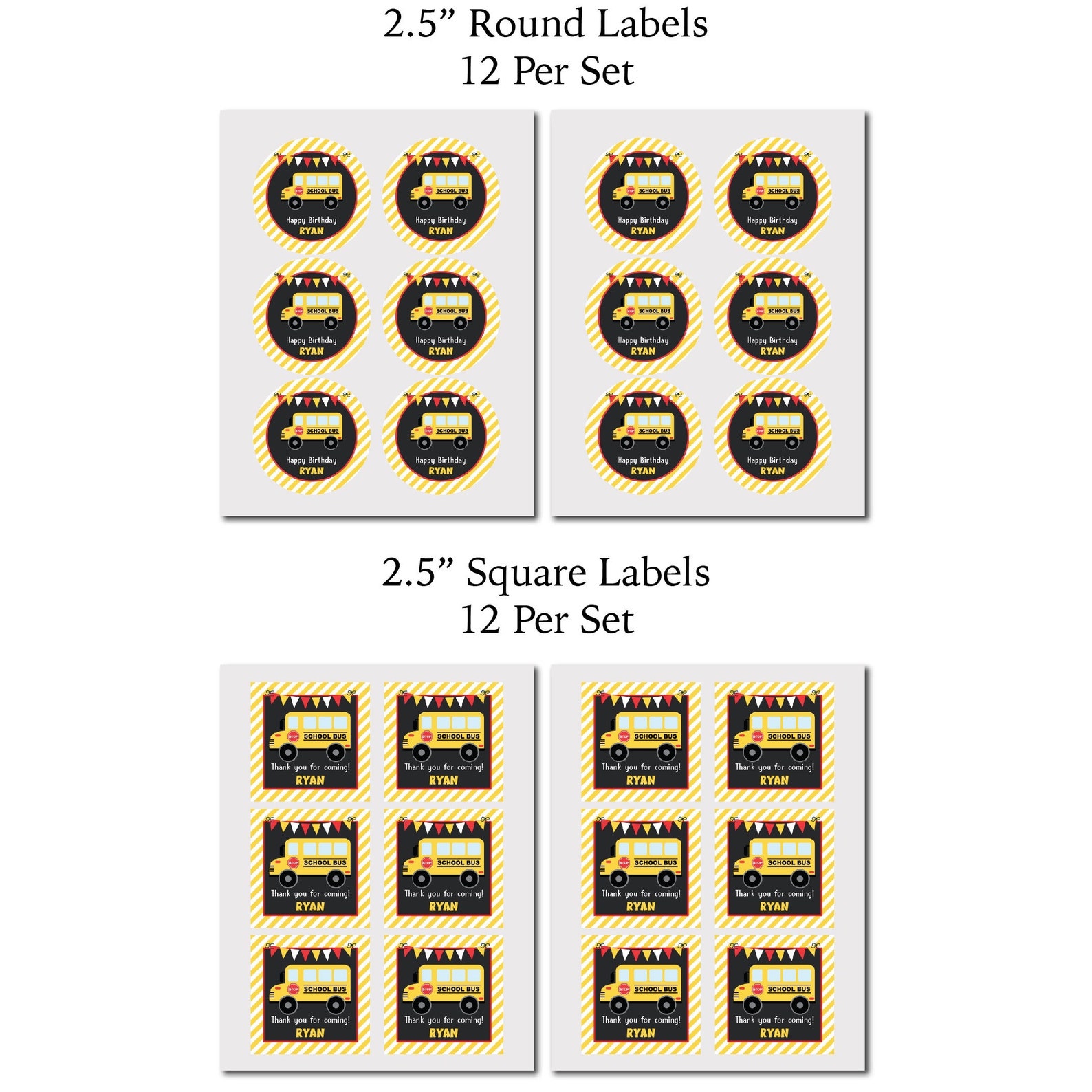 School Bus Wheels on the Bus PRINTED GLOSSY LABEL Party Favor | Etsy