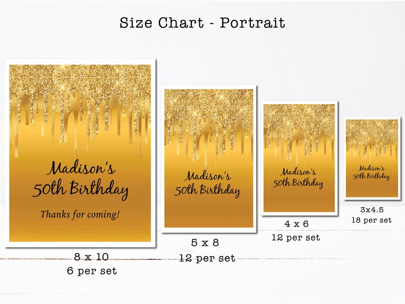 Gold Dripping Glitter Metallic Sparkle Luxury Any Age or Occasion ...