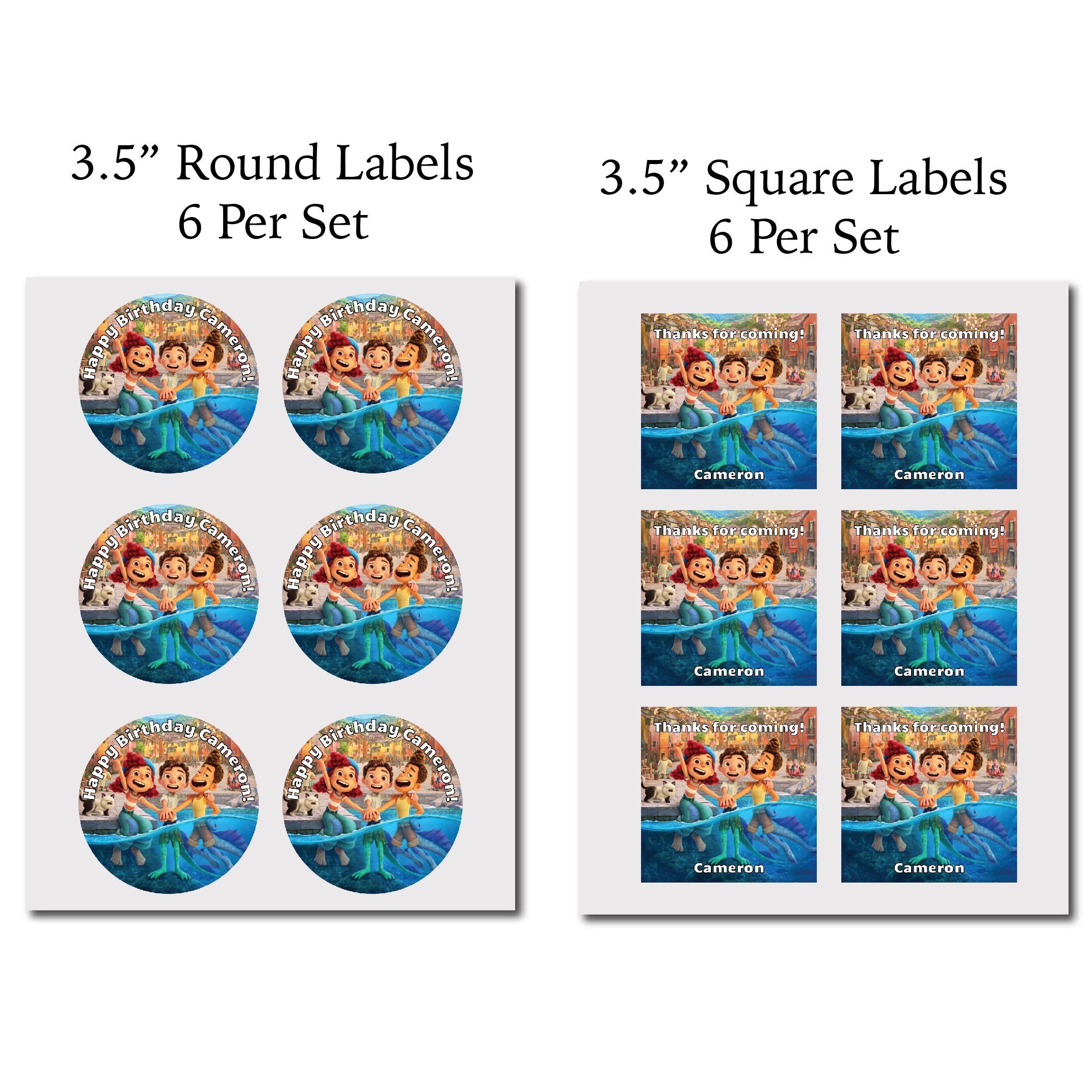 Luca PRINTED GLOSSY LABELS for Party Favor Bags Gable | Etsy