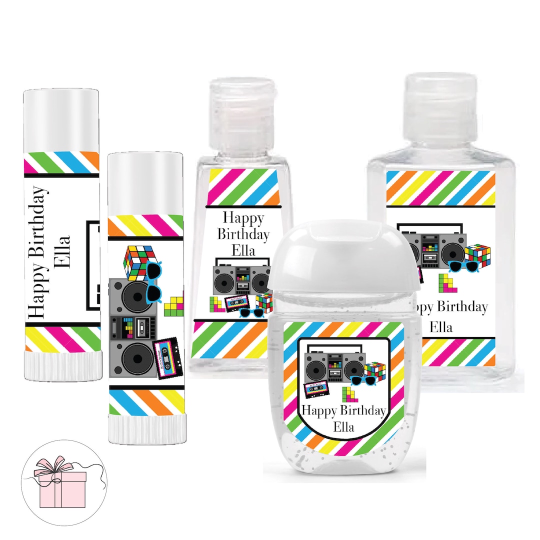 Totally 80's 1980 Eighties Retro Neon Theme PRINTED GLOSSY LABELS for ...