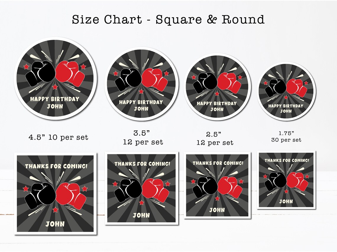 Boxing Themed Boxing Gloves PRINTED GLOSSY LABELS for - Etsy