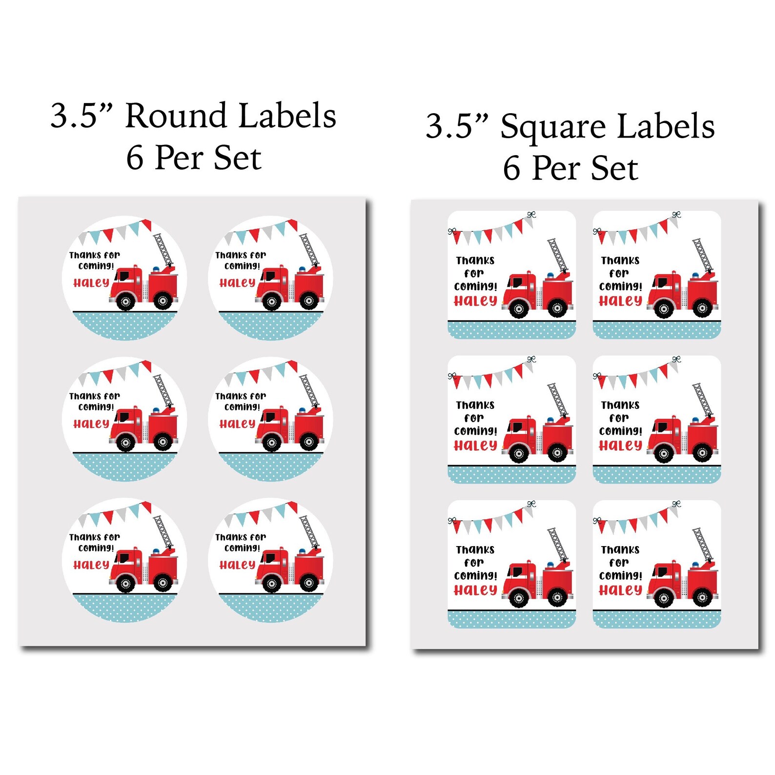 Firetruck Fire Truck Sound the Alarm PRINTED GLOSSY LABELS | Etsy