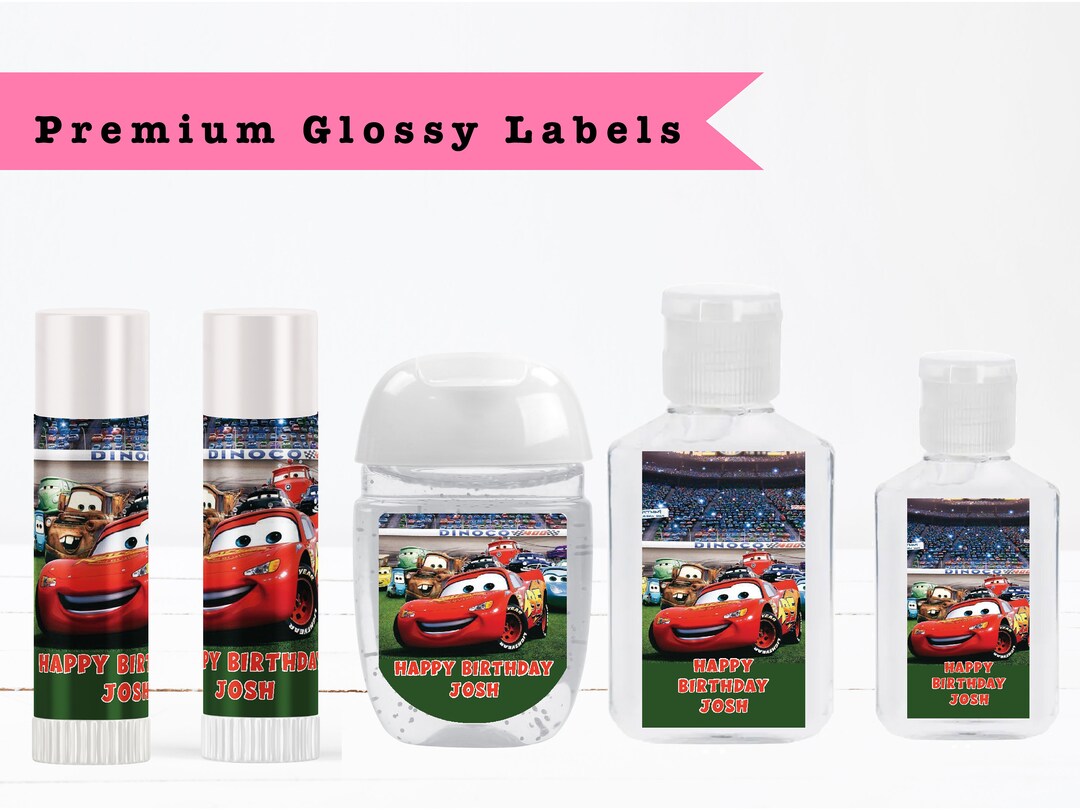 Cars Lightning Mcqueen - PRINTED GLOSSY LABELS - for Lip Balm Tubes or ...