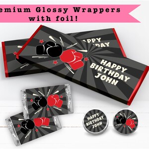 Boxing Party Theme Boxing Gloves PRINTED CANDY BAR Wrappers Labels ...