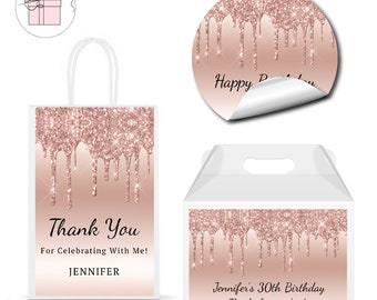 Rose Gold Metallic Sparkle Glitter Luxury Any Age Occasion - Etsy