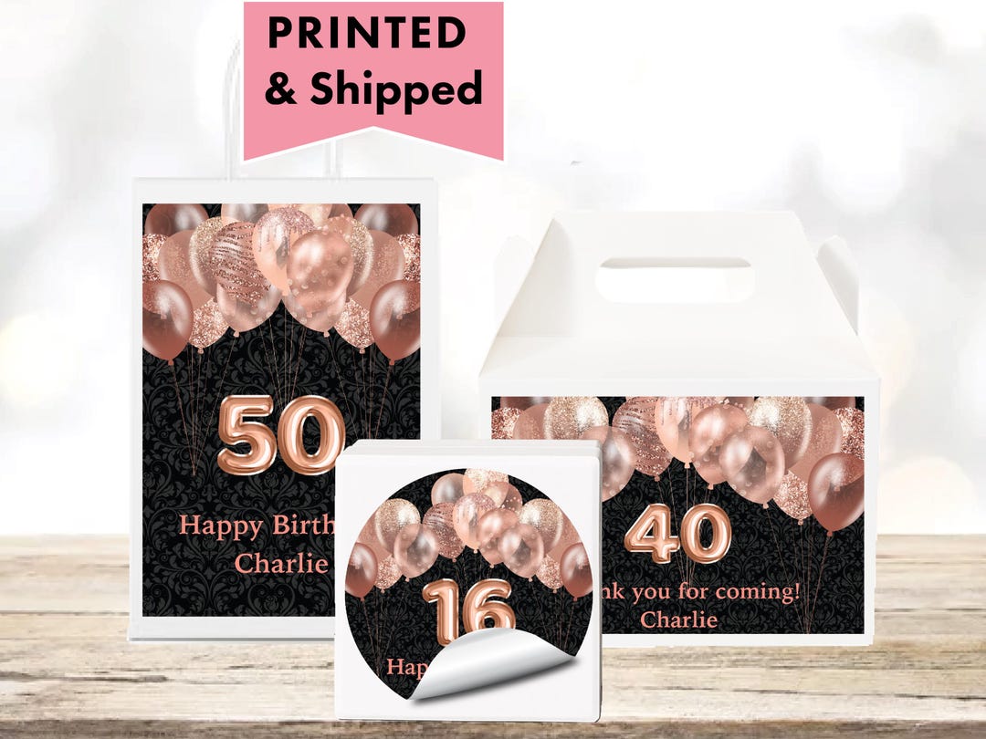 Rose Gold Black Glam Glitter Foil Balloon Number Luxury Elegant Damask ...