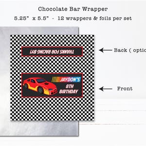 Race Car Nascar Inspired - PRINTED CANDY WRAPPERS Chocolate Kiss ...