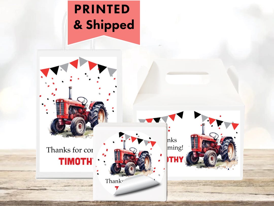 Red Tractor Farm Party Decorations Watercolor Country Rustic Vintage ...