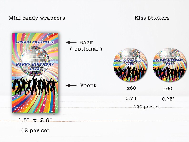 Disco Birthday Party Disco Ball Bright Colorful Dancing Dancers PRINTED ...