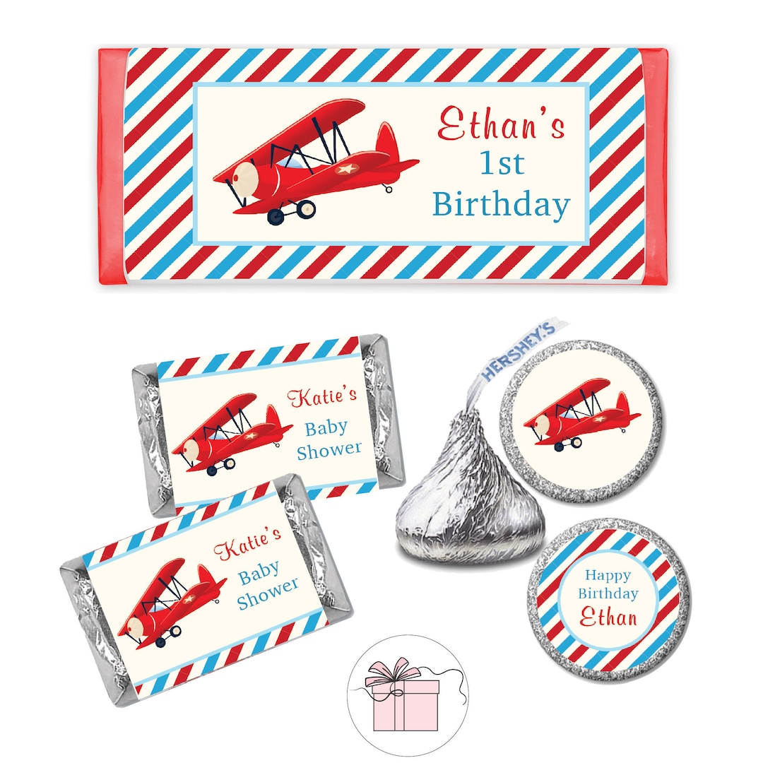 Vintage Airplane Flying Time Flies - PRINTED CANDY WRAPPERS Chocolate ...
