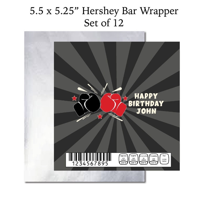 Boxing Party Theme Boxing Gloves PRINTED CANDY BAR Wrappers | Etsy