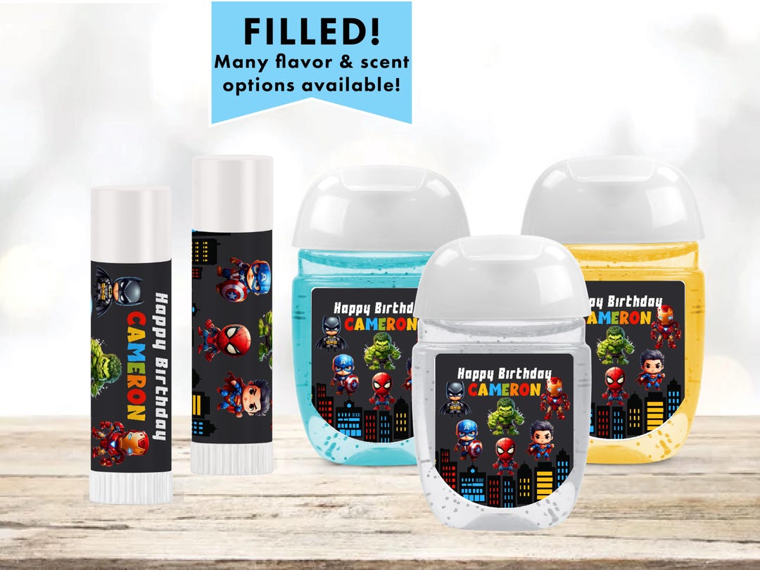 Superhero City Skyline Comic Little Superheroes Kids Party Lip Balms ...