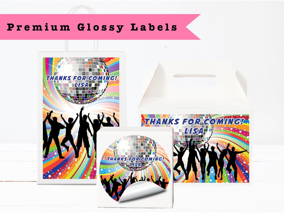 Disco Birthday Party Disco Ball Bright Colorful Dancing Dancers PRINTED ...